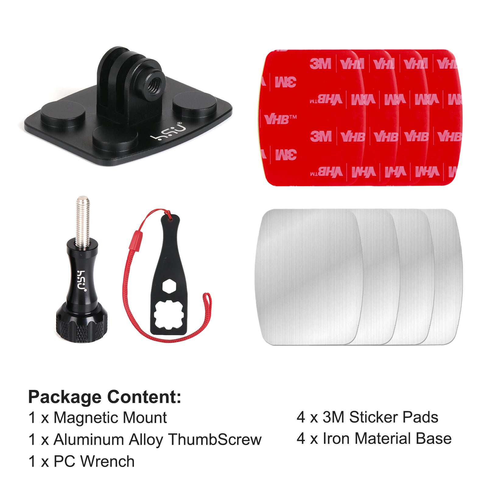 HSU Aluminum Magnetic Mount with Iron Base & 3M Sticker for GoPro/Inst ...